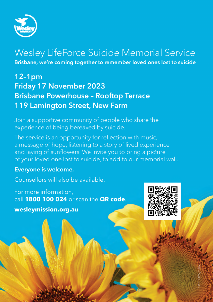 Wesley LifeForce Suicide Memorial Service - Brisbane - Suicide ...