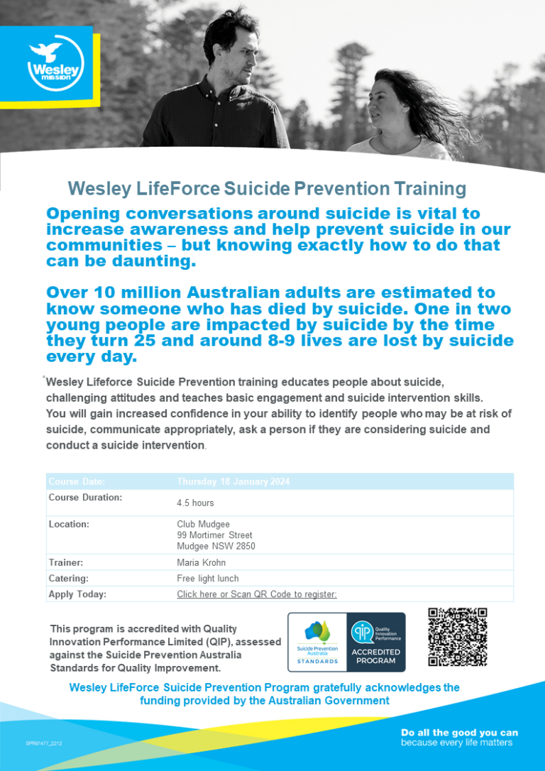 Wesley LifeForce Suicide Prevention Training - Suicide Prevention Australia